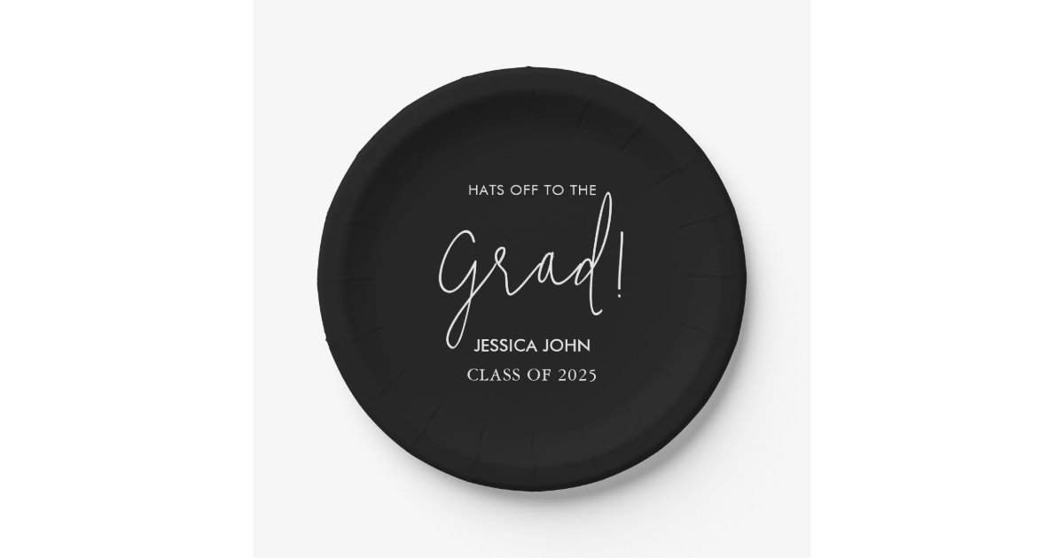 Modern Elegant Black Congratulations Graduation Paper Plates | Zazzle