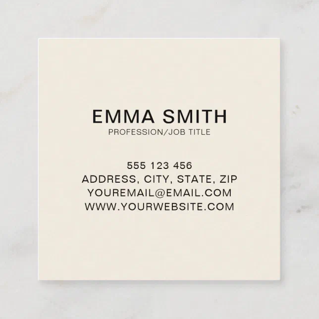 Modern Elegant Black Cream Professional Square Business Card | Zazzle