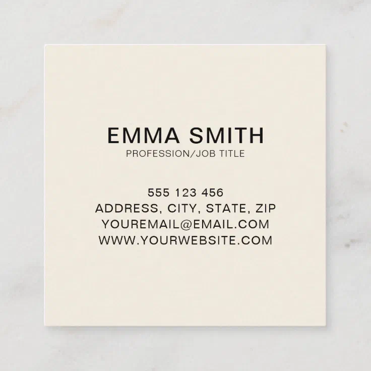 Modern Elegant Black Cream Professional Square Business Card | Zazzle