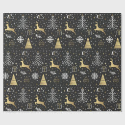 Modern Elegant Black Gold Christmas Wrapping Paper | Zazzle