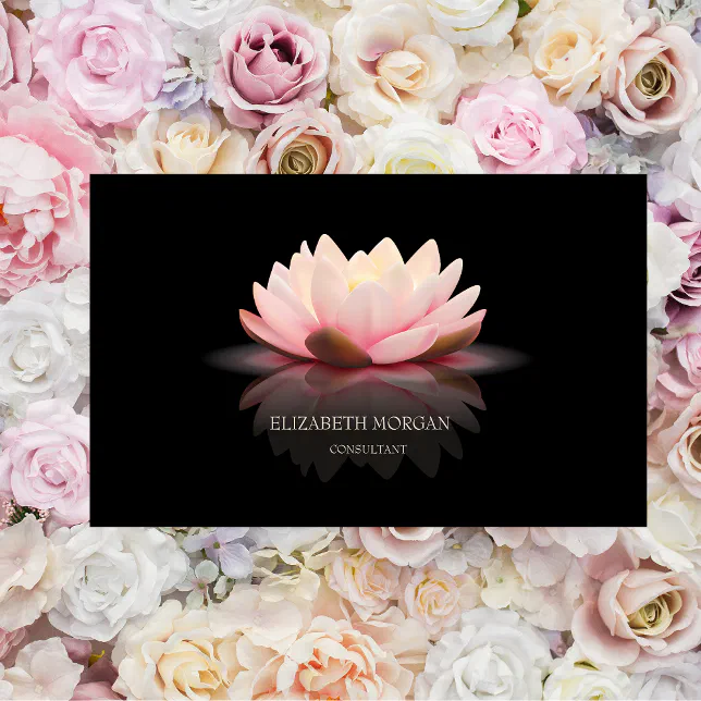 Modern Elegant Black Lotus Business Card | Zazzle