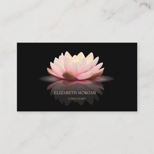 Modern Elegant Black Lotus Business Card | Zazzle