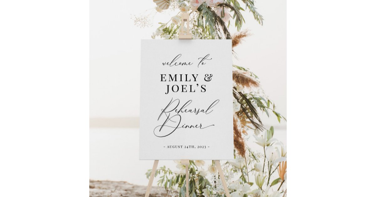 Modern Elegant Black Rehearsal Dinner Welcome Poster | Zazzle