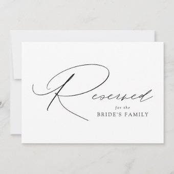 Modern Elegant Black Script Wedding Reserved Sign | Zazzle