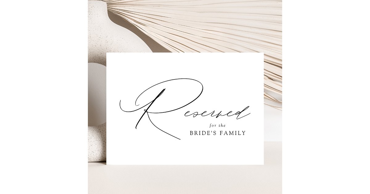 Modern Elegant Black Script Wedding Reserved Sign | Zazzle