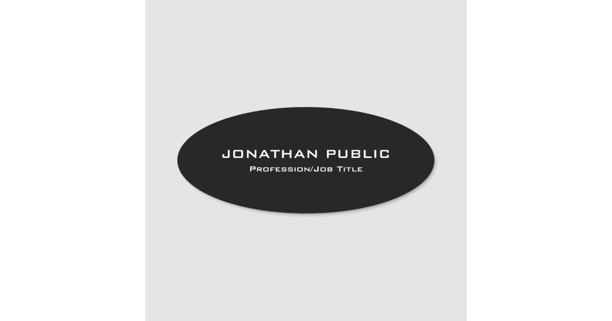 Modern Elegant Black Simple Design Plain Template Name Tag | Zazzle