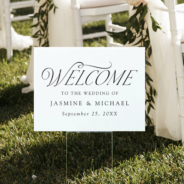 Modern Elegant Black Typography Wedding Welcome Sign | Zazzle