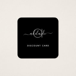 Modern Elegant Black White Monogram Discount Card | Zazzle