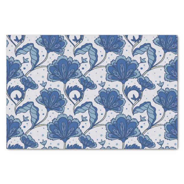 Modern Elegant blue batik pattern Tissue Paper | Zazzle