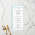 Modern Elegant Blue Boys Baptism Menu | Zazzle