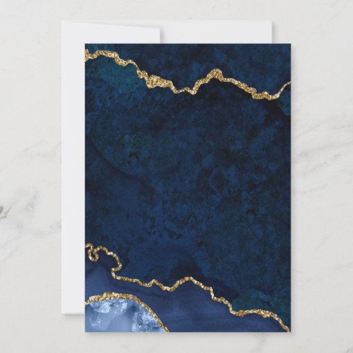 Modern Elegant Blue Gold Marble Geode Bar Mitzvah Invitation | Zazzle