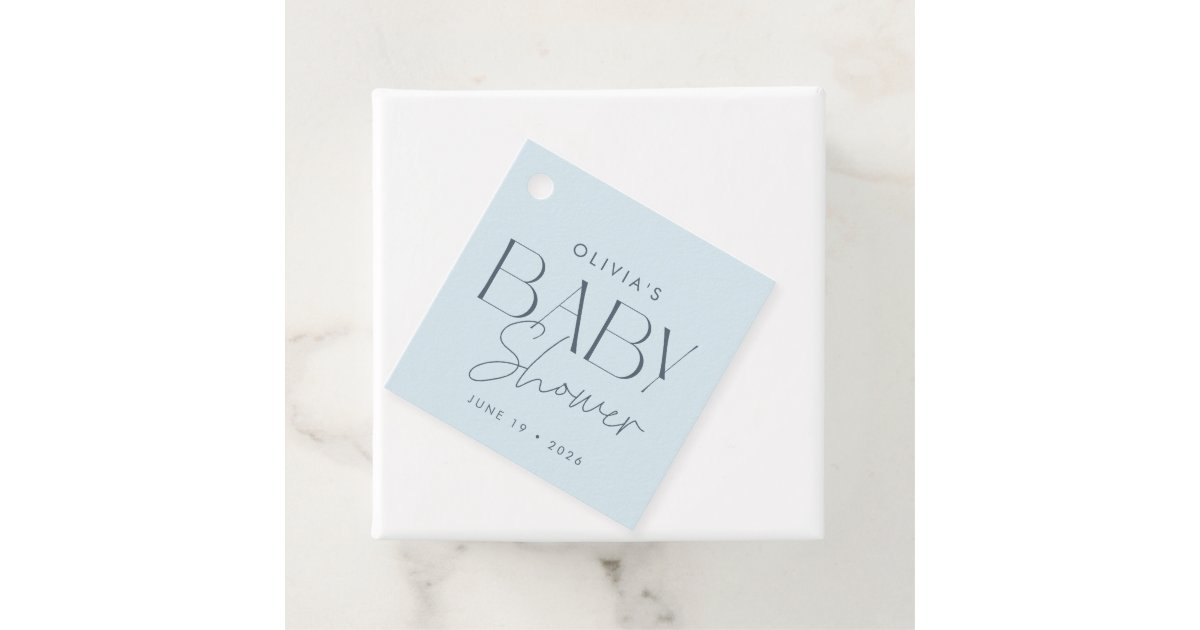Modern Elegant Blue Script Baby Shower Gift Favor Tags | Zazzle