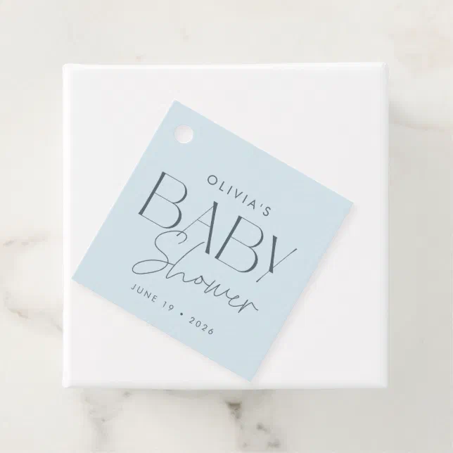 Modern Elegant Blue Script Baby Shower Gift Favor Tags | Zazzle