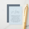 Modern Elegant Blue Script Books for Baby Enclosure Card | Zazzle