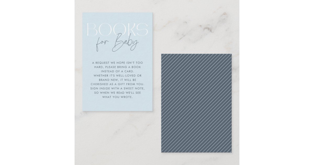 Modern Elegant Blue Script Books for Baby Enclosure Card | Zazzle