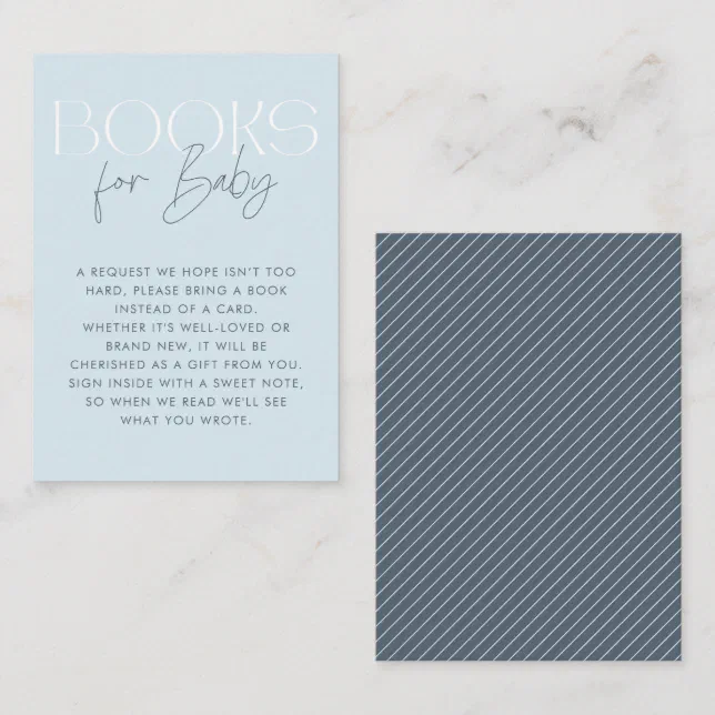 Modern Elegant Blue Script Books for Baby Enclosure Card | Zazzle