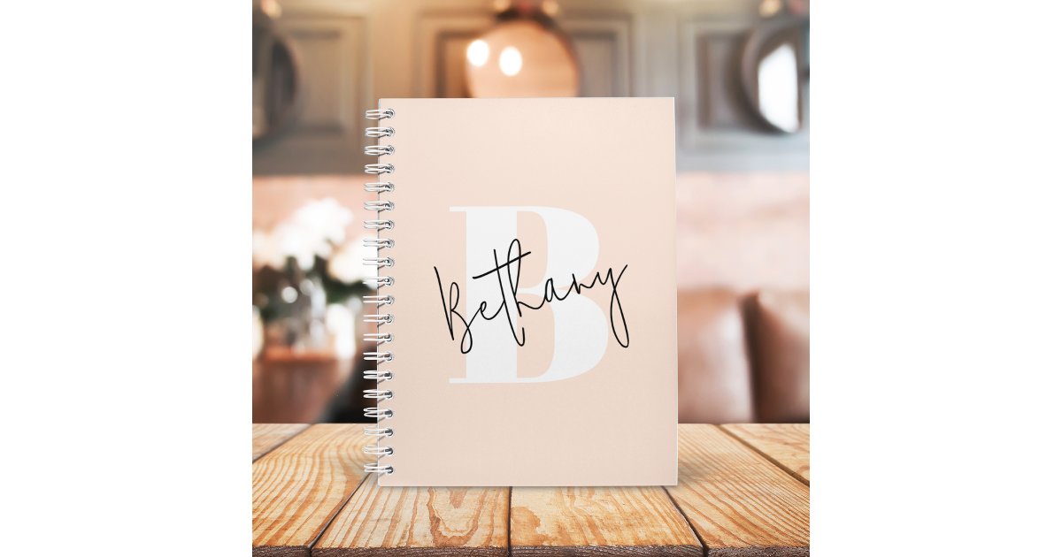 Modern Elegant Blush Pink Monogram Notebook | Zazzle