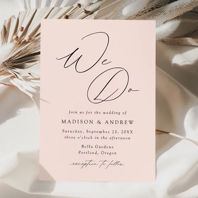 Modern Elegant Blush We Do Wedding Invitation | Zazzle