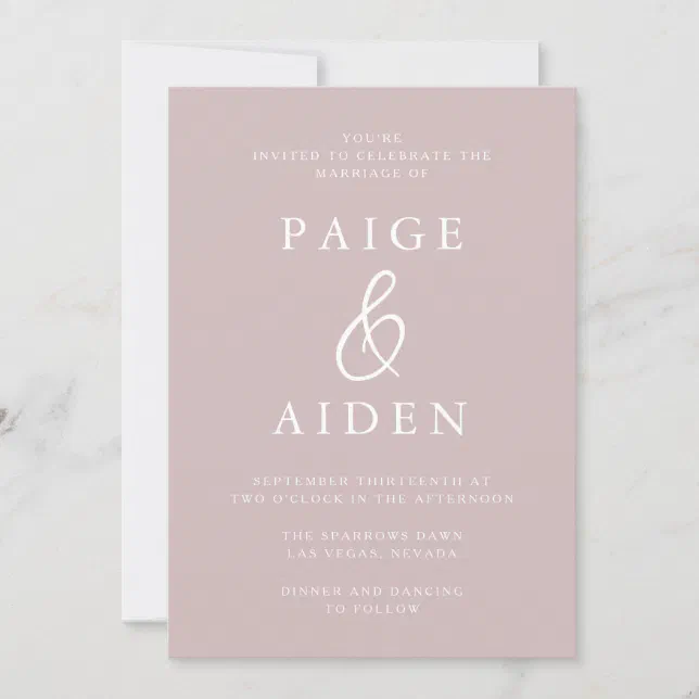 Modern Elegant Blush Wedding Invitation | Zazzle