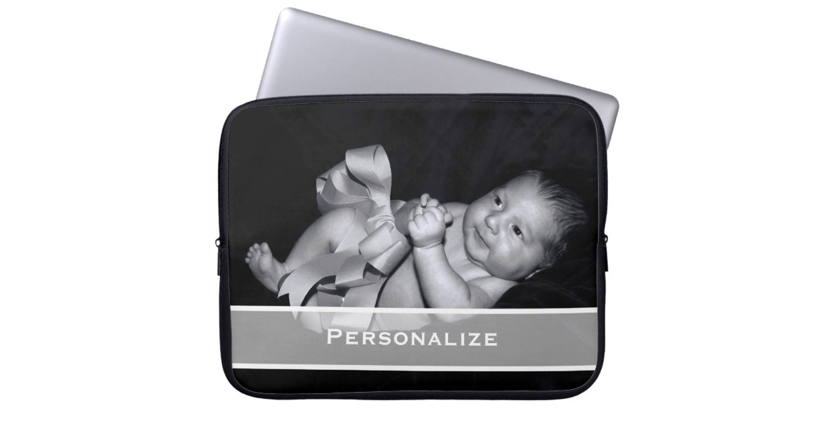 Modern Elegant Borderless Photo With Name Laptop Sleeve | Zazzle