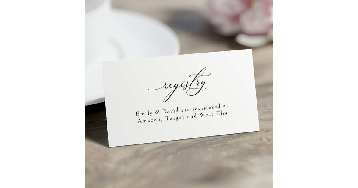 Modern Elegant Bridal Shower Registry Insert Card | Zazzle