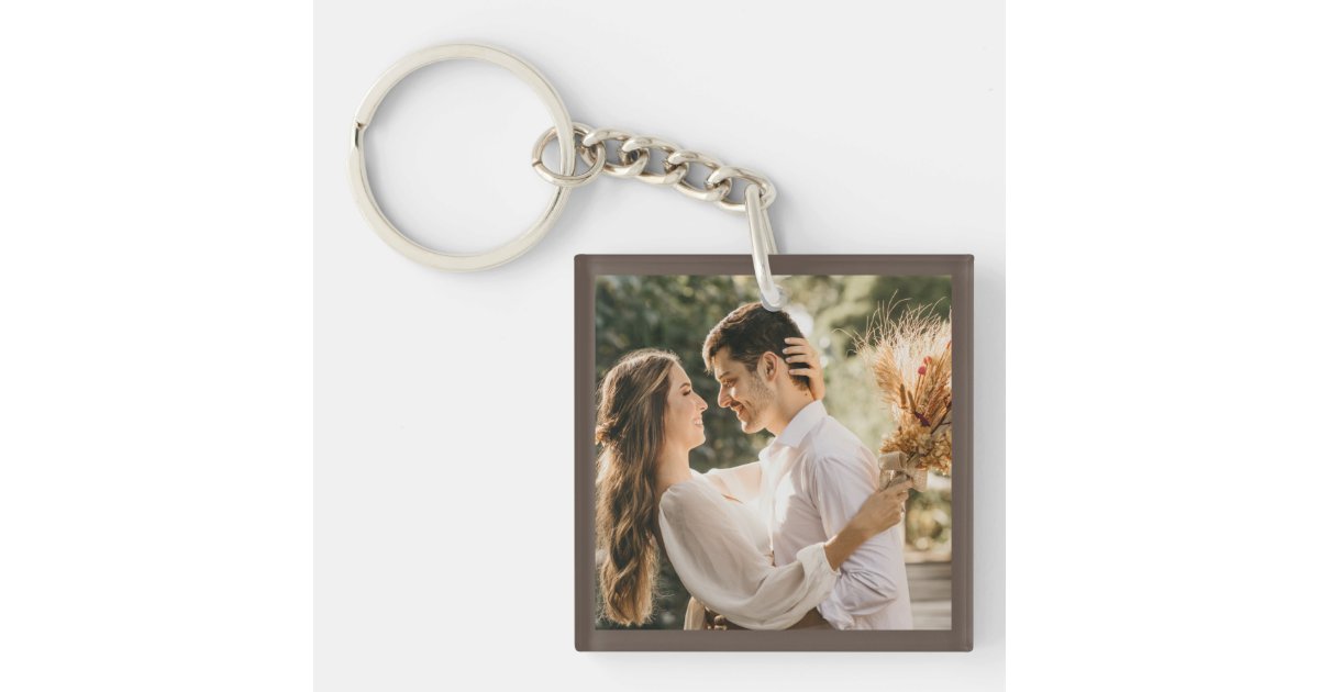 Modern Elegant Bride and Groom Wedding Photo Keych Keychain | Zazzle
