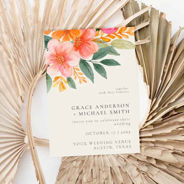 Modern Elegant Bright Floral Wedding Invitation | Zazzle