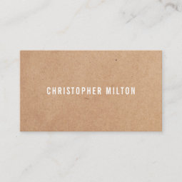 Modern Elegant Brown White PRINTED Kraft Paper Business Card | Zazzle