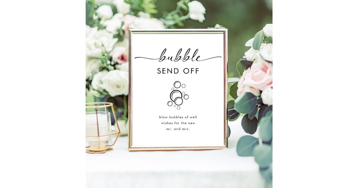 Modern Elegant Bubble Send Off Script Pedestal Sign | Zazzle