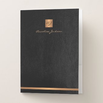 Modern elegant business professional monogrammed pocket folder | Zazzle