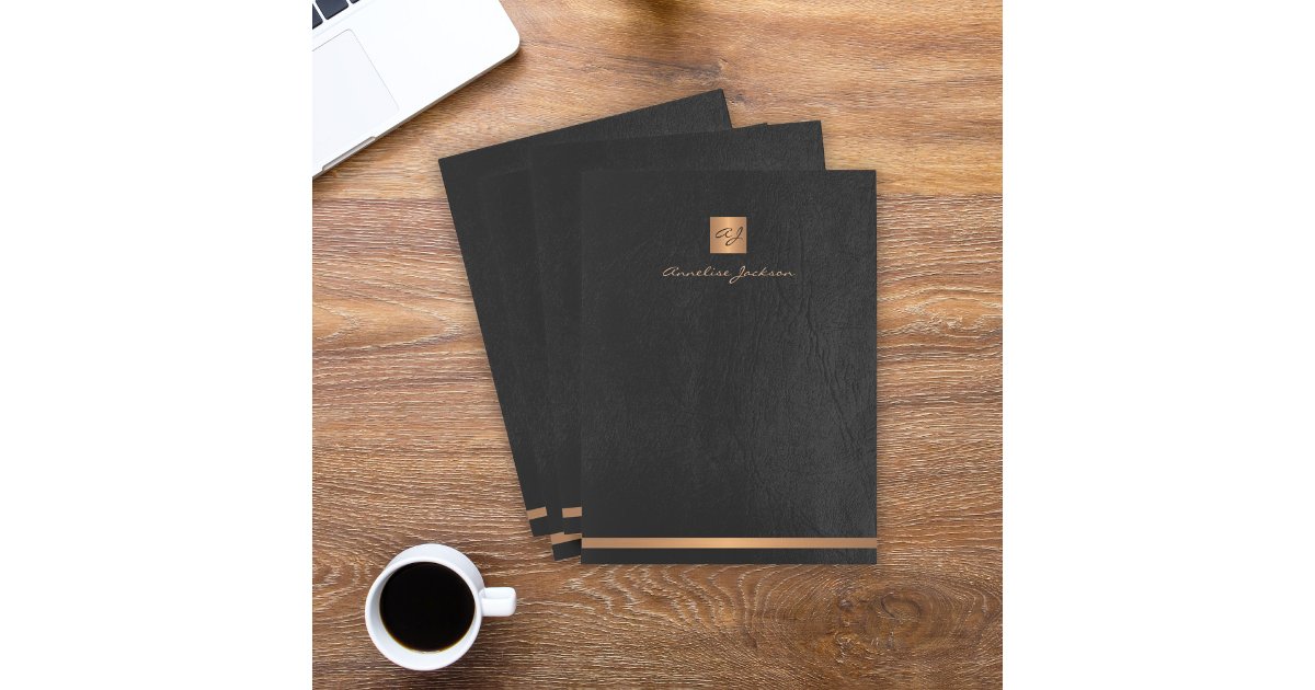 Modern elegant business professional monogrammed pocket folder | Zazzle