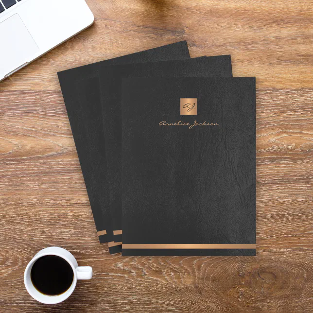 Modern elegant business professional monogrammed pocket folder | Zazzle