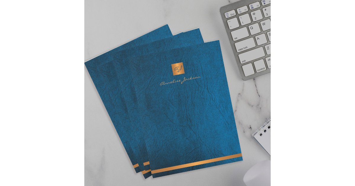 Modern elegant business professional monogrammed pocket folder | Zazzle