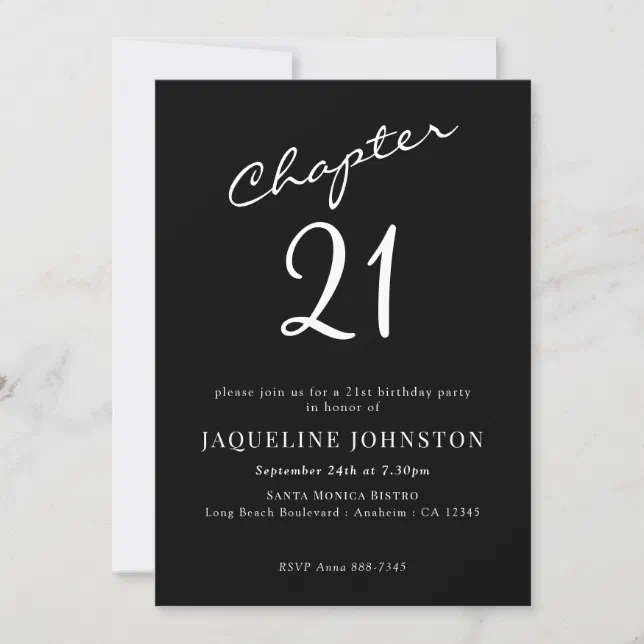 Modern Elegant Calligraphy 21st Birthday Invitation | Zazzle