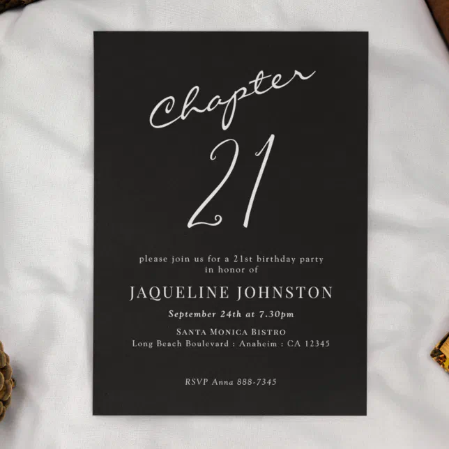 Modern Elegant Calligraphy 21st Birthday Invitation | Zazzle