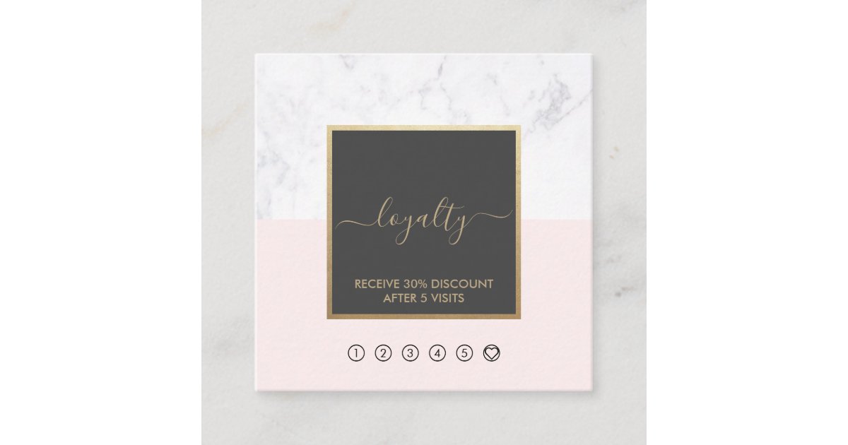 Modern Elegant Calligraphy Blush & Grey Loyalty Square Business Card ...