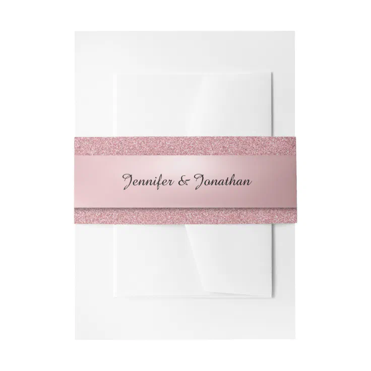 Modern Elegant Calligraphy Script Text Rosegold Invitation Belly Band | Zazzle