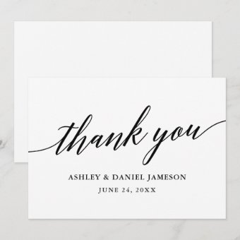 Modern Elegant Calligraphy Script Wedding Thank You Card | Zazzle
