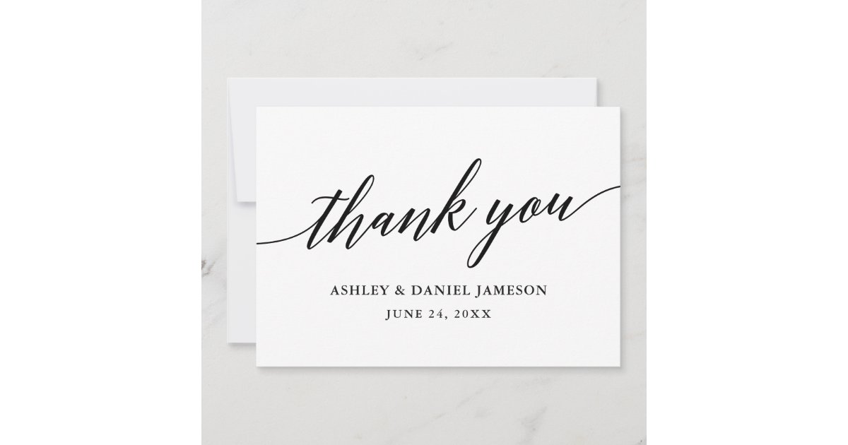Modern Elegant Calligraphy Script Wedding Thank You Card | Zazzle