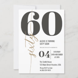 Modern Elegant Calligraphy SIXTY 60th Birthday Invitation | Zazzle