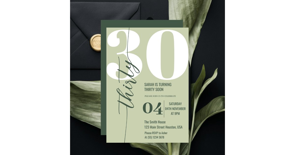Modern Elegant Calligraphy Thirty 30th Birthday Invitation | Zazzle