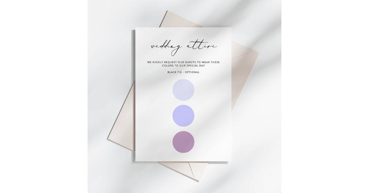 Modern Elegant Calligraphy Wedding Attire Color Enclosure Card | Zazzle