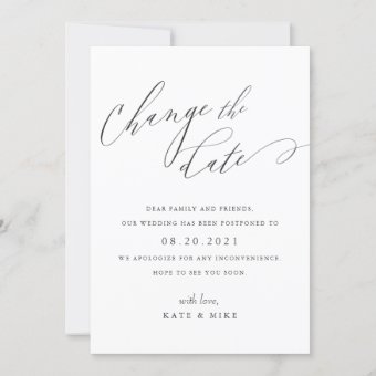 Modern Elegant Calligraphy Wedding Change the Date Invitation | Zazzle