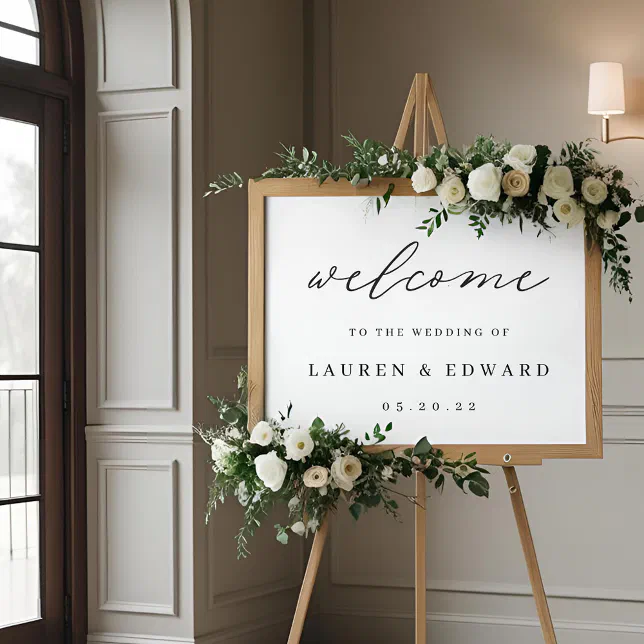 Modern Elegant Calligraphy Wedding Welcome Sign | Zazzle
