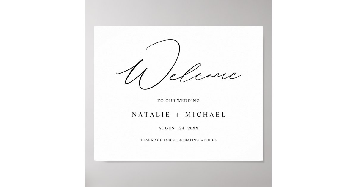 Modern Elegant Calligraphy Welcome Wedding Sign | Zazzle
