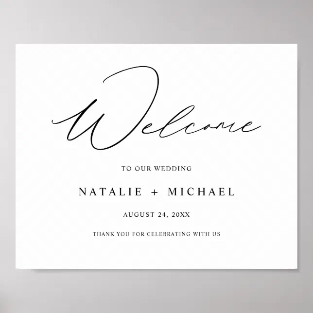 Modern Elegant Calligraphy Welcome Wedding Sign | Zazzle