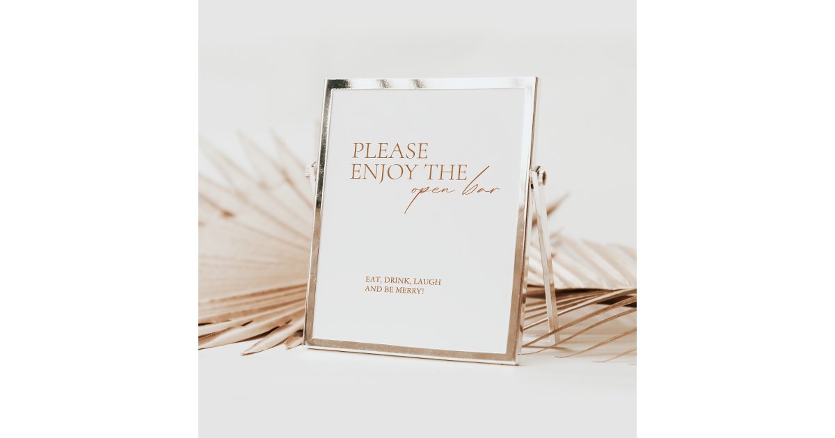 Modern Elegant Calligraphy White Open Bar Sign | Zazzle