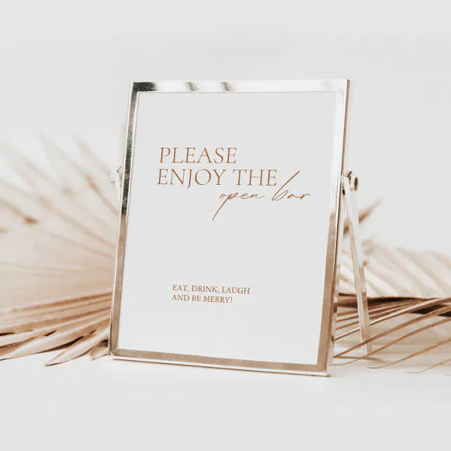 Modern Elegant Calligraphy White Open Bar Sign | Zazzle