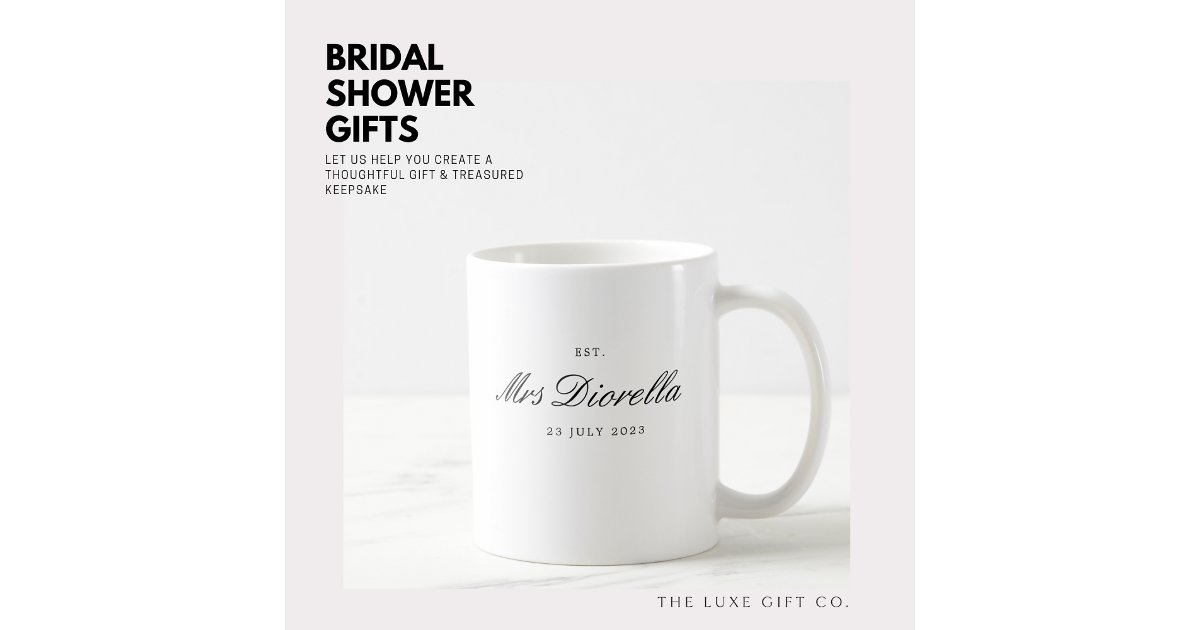 Modern Elegant Chic Black Mrs Bridal Shower Coffee Mug | Zazzle