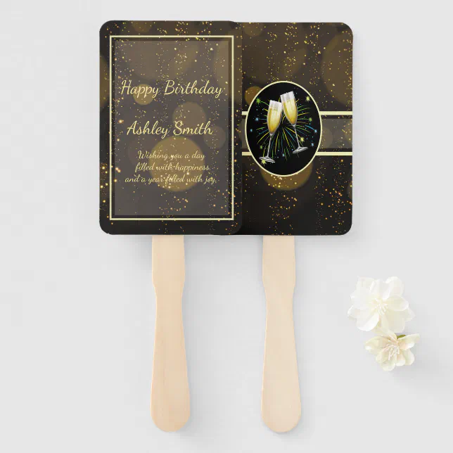 Modern elegant chic Gold Glitter Hand Fan | Zazzle
